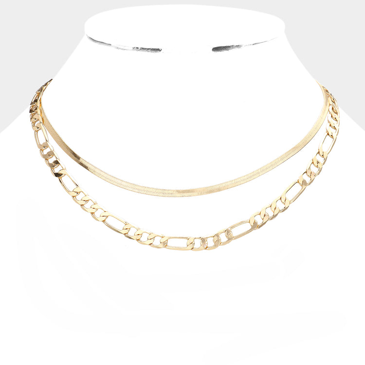 Double Strand Layered Chain Necklace - Gold – DazzledByJewels