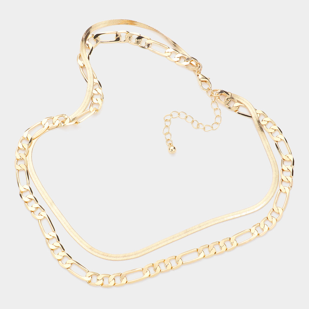 Double Strand Layered Chain Necklace - Gold – DazzledByJewels